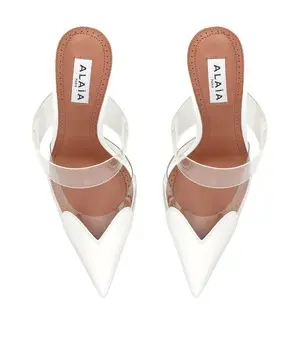 Alaïa Leather Coeur Mules 90 - White