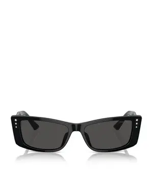 JIMMY CHOO Acetate Rectangle Sunglasses - Black