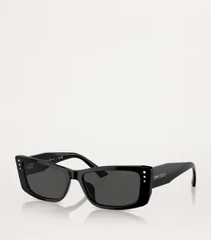 JIMMY CHOO Acetate Rectangle Sunglasses - Black