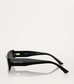 JIMMY CHOO Acetate Rectangle Sunglasses - Black