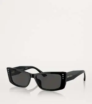 JIMMY CHOO Acetate Rectangle Sunglasses - Black