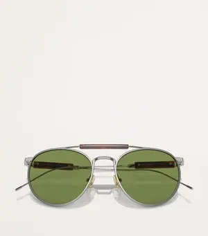 Brunello Cucinelli Acetate Aviator Sunglasses - Silver