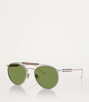 Brunello Cucinelli Acetate Aviator Sunglasses - Silver