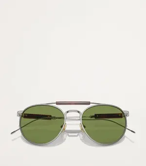 Brunello Cucinelli Acetate Aviator Sunglasses - Silver