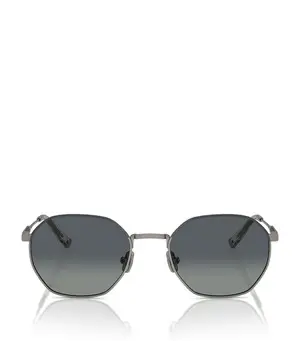 Brunello Cucinelli Titanium Octagon Frame Sunglasses - Grey