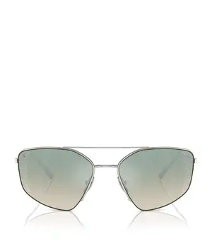 FERRARI Acetate Aviator Sunglasses - Silver