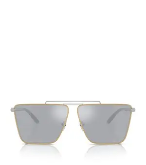 Versace Metal Ve2266 Square Frame Sunglasses - Gold