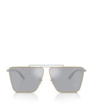 Versace Metal Ve2266 Square Frame Sunglasses - Gold