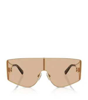 Dolce & Gabbana Metal Frame Shield Sunglasses - Gold