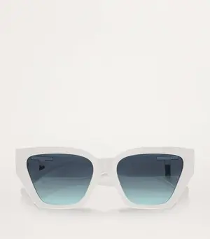 Tiffany & Co. Acetate Cat Eye Sunglasses - White