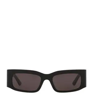 Balenciaga Acetate Rectangular Frame Sunglasses - Black