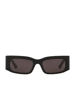Balenciaga Acetate Rectangular Frame Sunglasses - Black