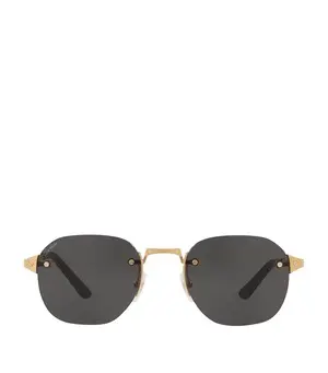 Cartier Santos De Round Rimless Sunglasses - Gold