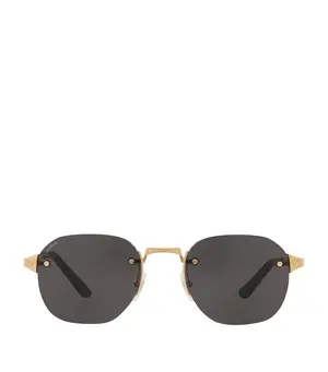 Cartier Santos De Round Rimless Sunglasses - Gold