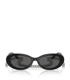 Tiffany & Co. Oval Chain Sunglasses - Black