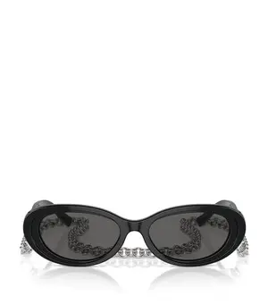 Tiffany & Co. Oval Chain Sunglasses - Black