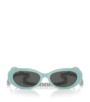 Tiffany & Co. Oval Chain Sunglasses - Blue