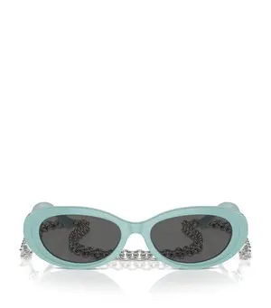 Tiffany & Co. Oval Chain Sunglasses - Blue