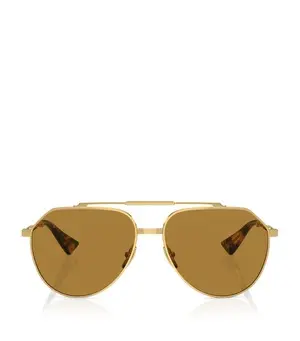 Dolce & Gabbana Acetate Aviator Sunglasses - Gold