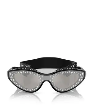 SWAROVSKI Swarovski Embellished Acetate Sunglasses Black