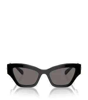 SWAROVSKI Sk6021 Acetate Cat Eye Sunglasses - Black