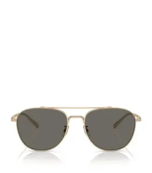 Oliver Spencer Titanium Rivetti Aviator Sunglasses - Gold
