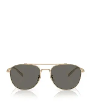 Oliver Spencer Titanium Rivetti Aviator Sunglasses - Gold