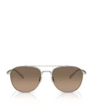 Oliver Spencer Titanium Rivetti Aviator Sunglasses - Silver
