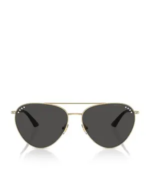 JIMMY CHOO Aviator Sunglasses - Gold
