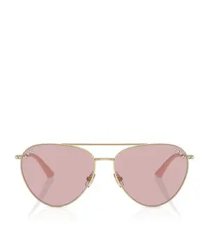 JIMMY CHOO Steel Aviator Sunglasses