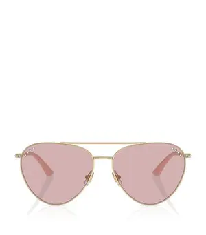 JIMMY CHOO Steel Aviator Sunglasses - Gold