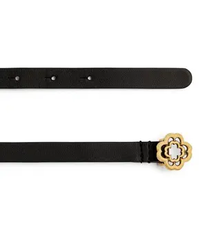 Maje Leather Logo Thin Belt - Black