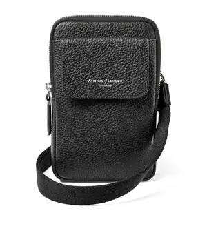 ASPINAL OF LONDON Leather Cross-body Phone Pouch - Black