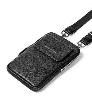 ASPINAL OF LONDON Leather Cross-body Phone Pouch - Black