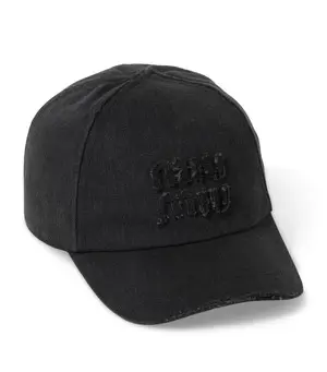 Miu Miu Denim Baseball Cap With Embroidered Logo - Black