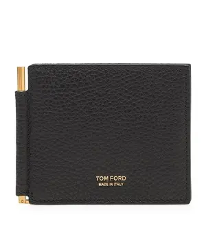 TOM FORD Leather Money Clip Wallet - Black
