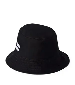 Miu Miu Cotton Logo Bucket Hat - Black