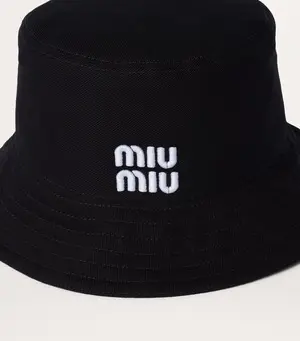 Miu Miu Cotton Logo Bucket Hat - Black