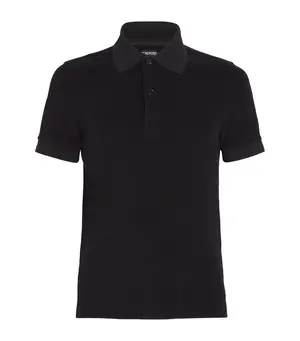 TOM FORD Towelling Polo Shirt - Black