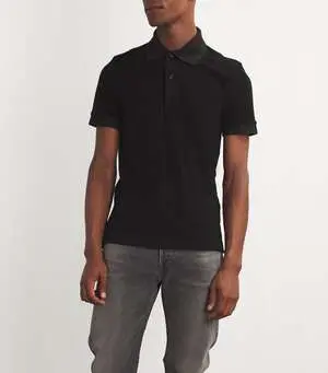 TOM FORD Towelling Polo Shirt - Black