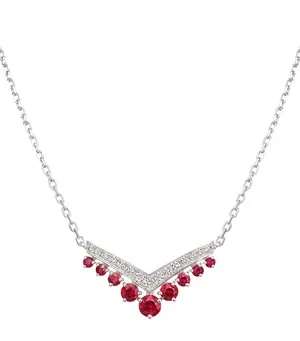 CHAUMET White Gold Ruby And Diamond Necklace - Silver