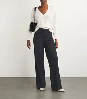Sandro Pinstriped Wide-leg Tailored Trousers