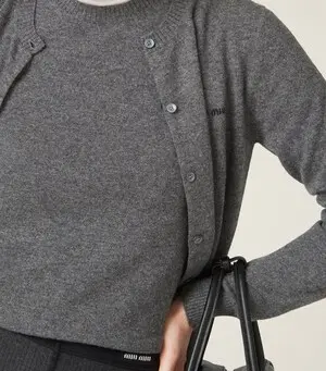 Miu Miu Cashmere Logo Sweater - Grey