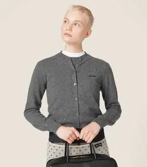Miu Miu Cashmere Logo Cardigan