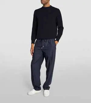 Sandro Cashmere Ribbed Crew Neck Sweater - Blue