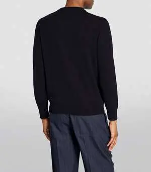 Sandro Cashmere Ribbed Crew Neck Sweater - Blue