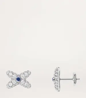 CHAUMET Jeux De Liens White Gold, Diamond And Sapphire Stud Earrings