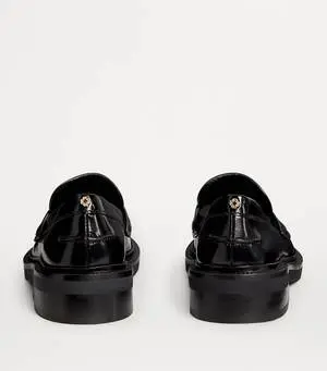 Maje Leather Penny Loafers With Gold Tone Detailing