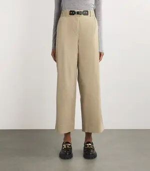 Maje Cotton Gabardine Wide-leg Trousers - Brown