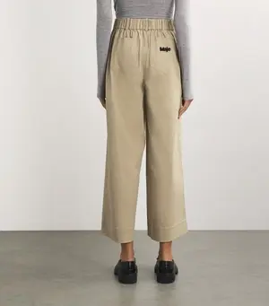 Maje Cotton Gabardine Wide-leg Trousers - Brown